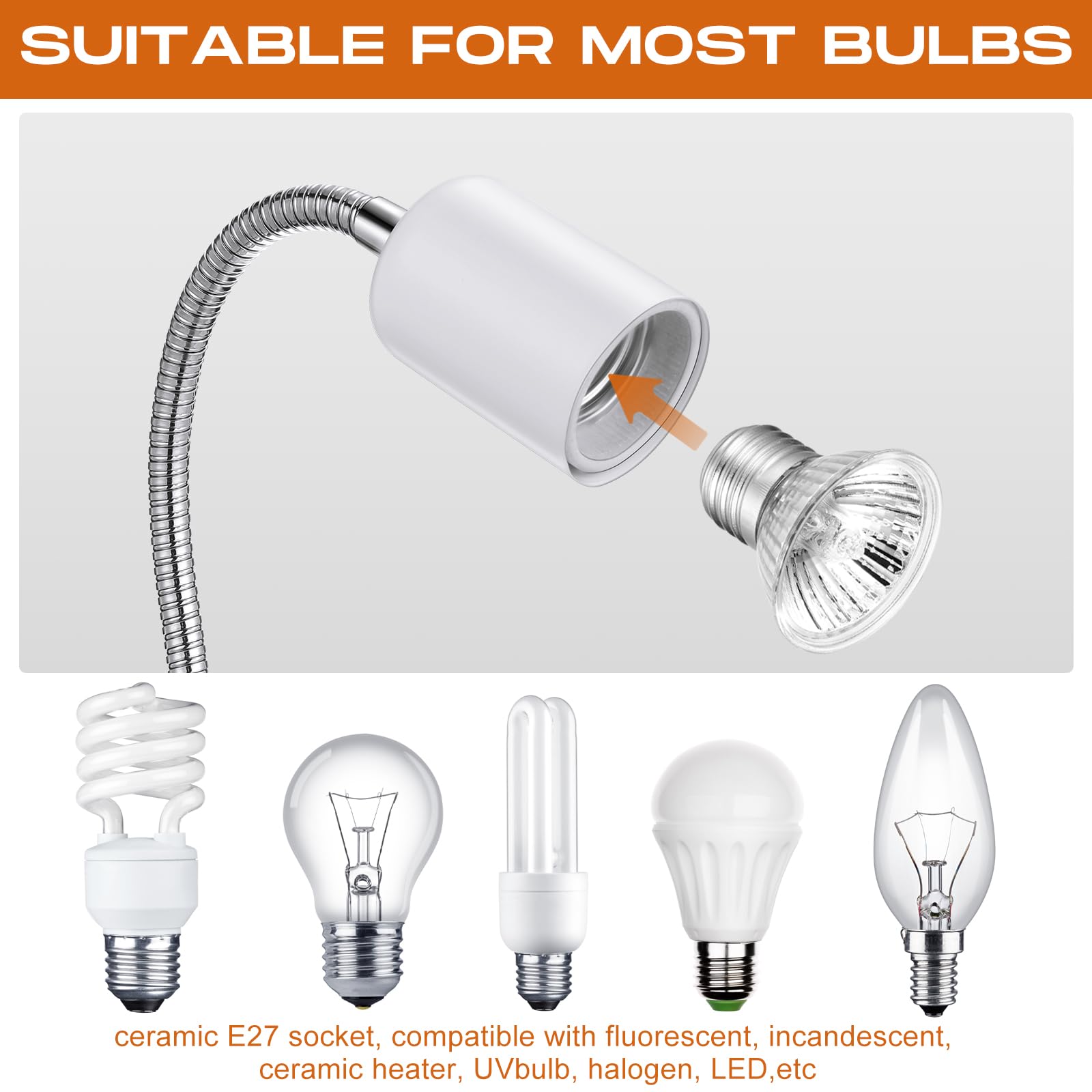 Snapklik.com : 3 Set Reptile Heat Lamp UVA/UVB Turtle Heat Lamp Holder ...