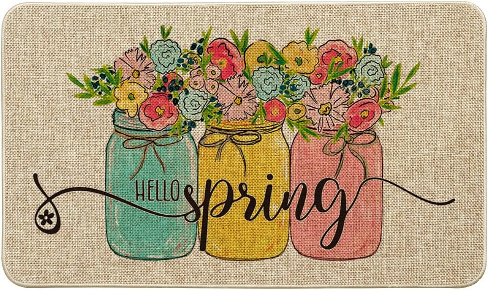 Amazon.com: SM-XLHN Hello Spring Floral Door Mat Adorn Your Entrance ...