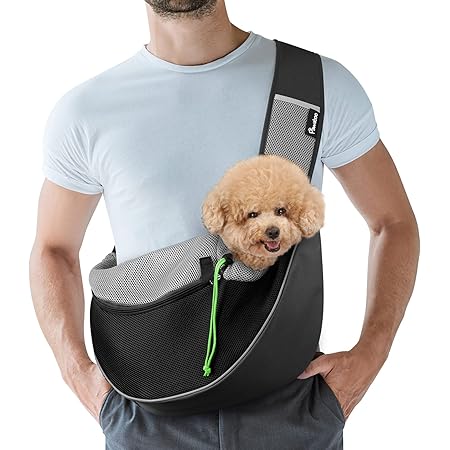 Pawaboo Pet Dog Sling Carrier, Hand Free Drawstring Dog Papoose with ...