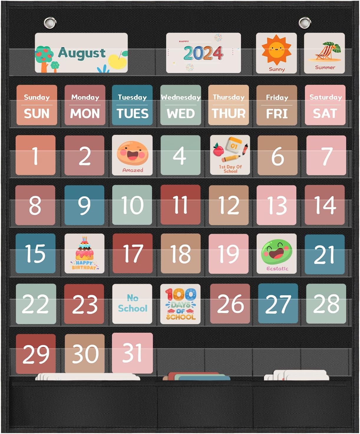 Amazon.com: spxkd Classroom Calendar Pocket Chart 30 x 24 inches with ...