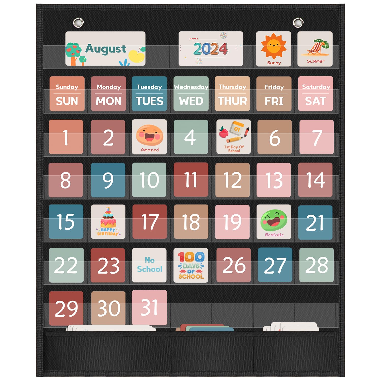 Amazon.com: Classroom Calendar Pocket Chart 30 x 24 inches with 111 ...