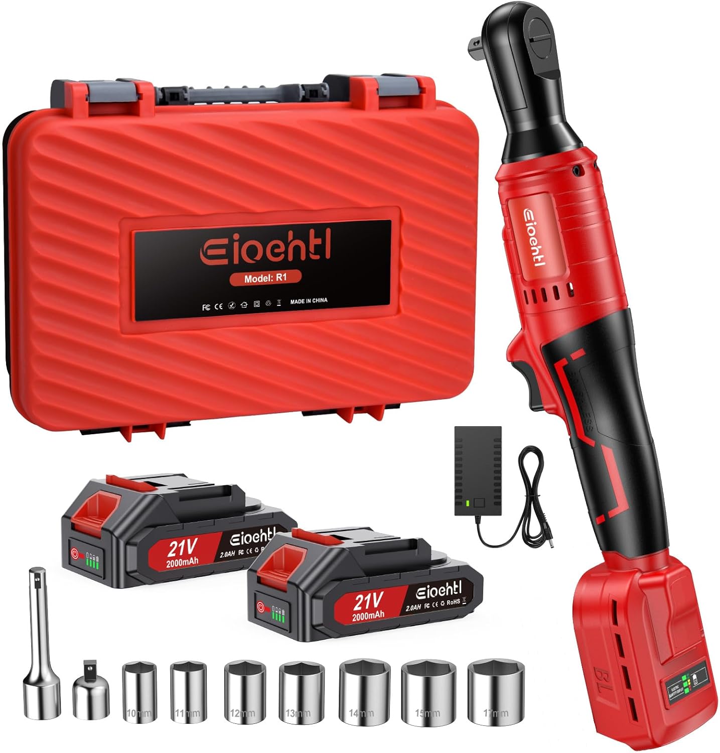 Amazon.com: 3/8" Electric ratchet wrench with 2-pack 2000mAh 21V ...