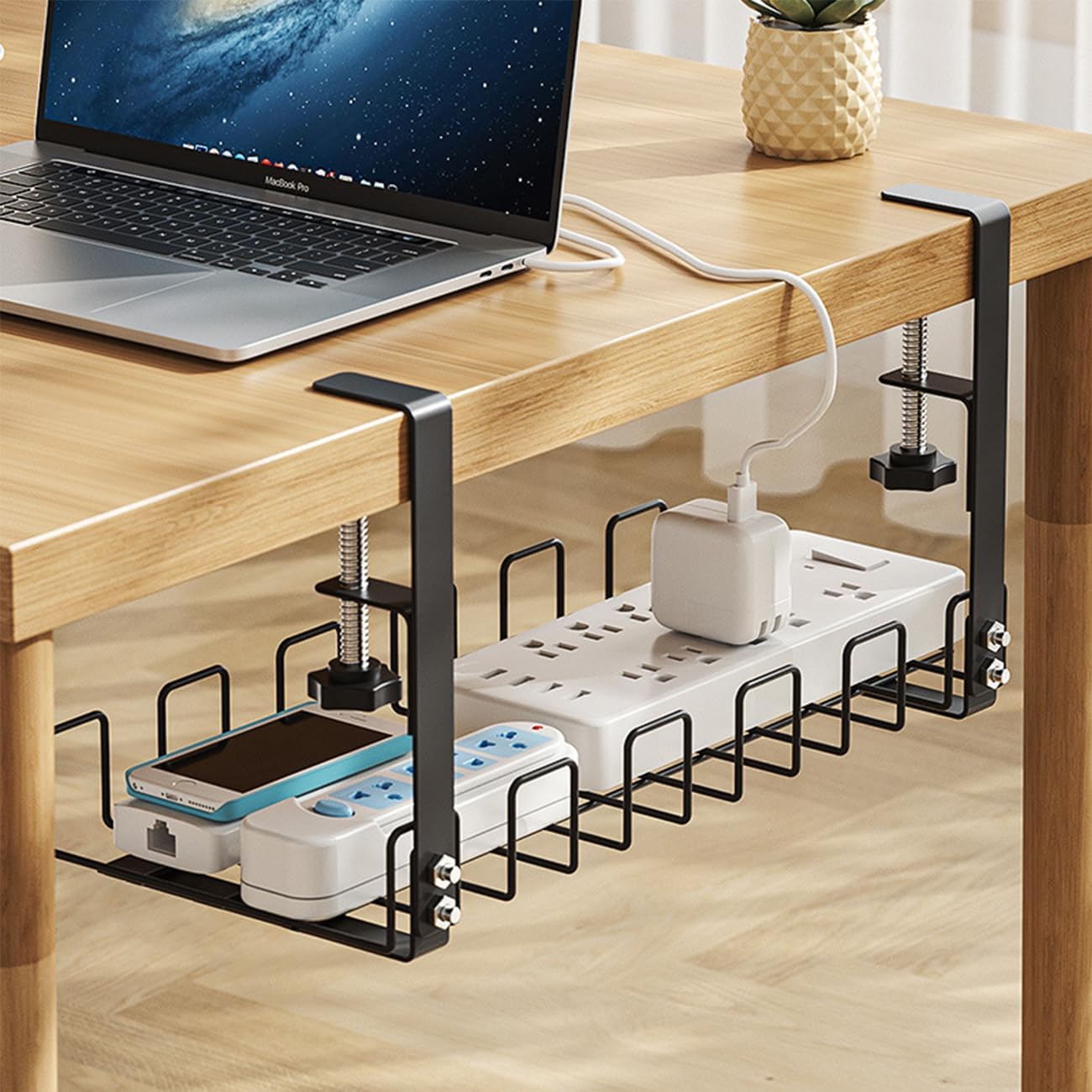 No Drill Under Desk Cable Management Tray Under Desk Cable Tray Holder ...