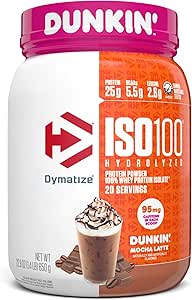Amazon.com: Dymatize ISO100 Hydrolyzed Protein Powder in Dunkin' Mocha Latte Flavor, 100% Whey ...
