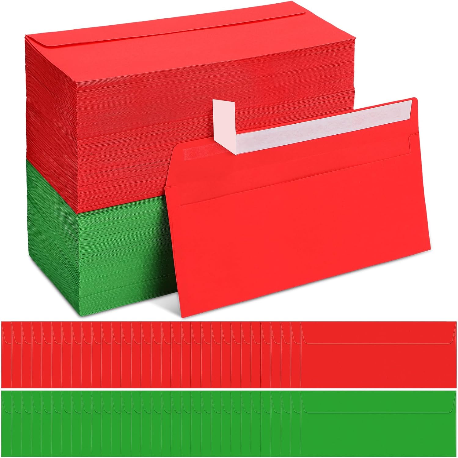 Amazon.com : 500 Pcs Christmas Red Green #10 Colored Envelopes Letter ...
