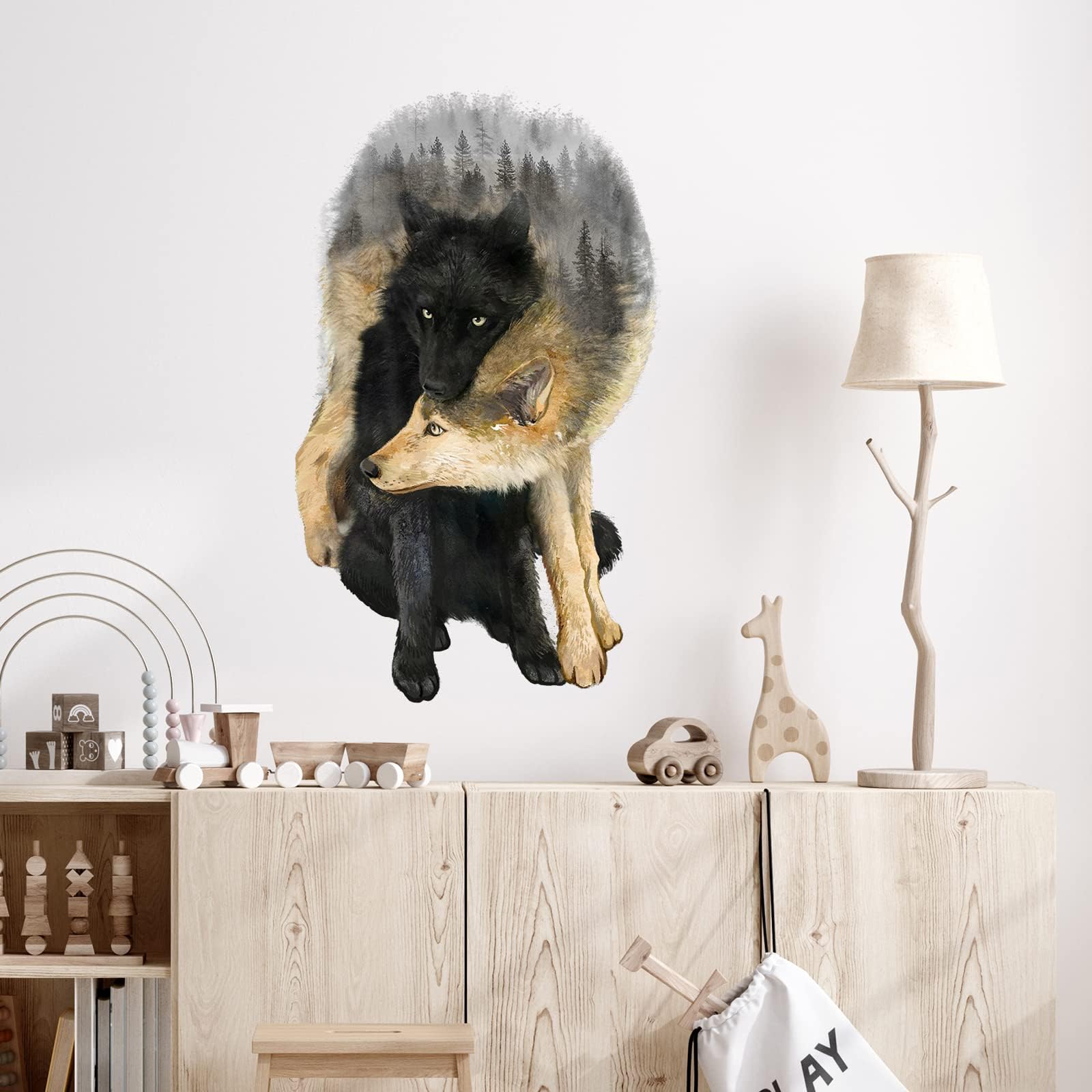 Amazon.com: RW-9042 Creative Wolf Wall Decal Forest Sky Night Wolf Wall ...