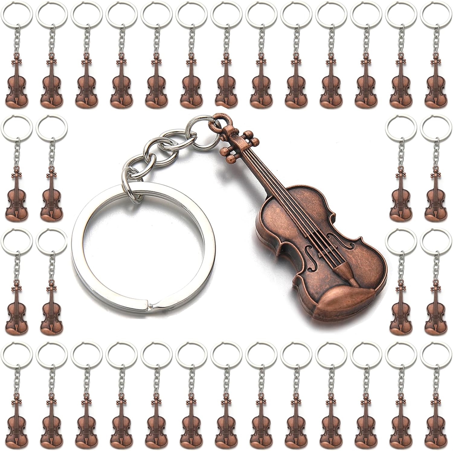 PHAETON 20PCS Violin Charm Metal Keyring Violin Keychain Violin Lover ...