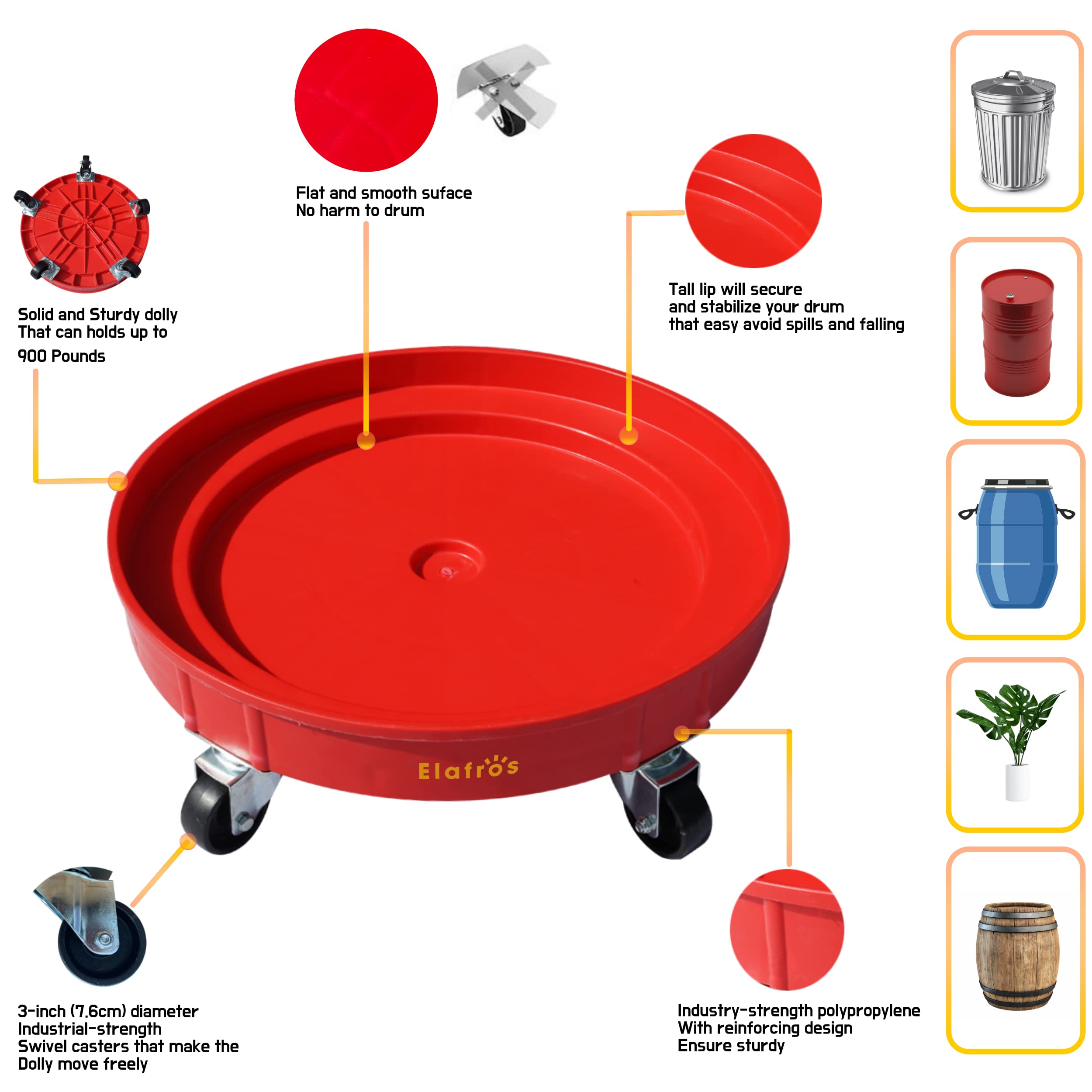 Snapklik.com : ELAFROS 30 Gallon And 55 Gallon Heavy Duty Plastic Drum ...