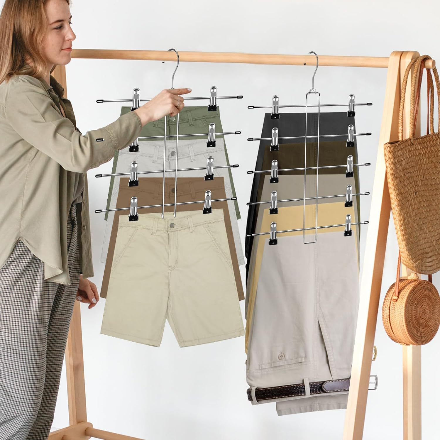 Perchas para faldas que ahorran espacio, perchas de falda de 4 niveles ...