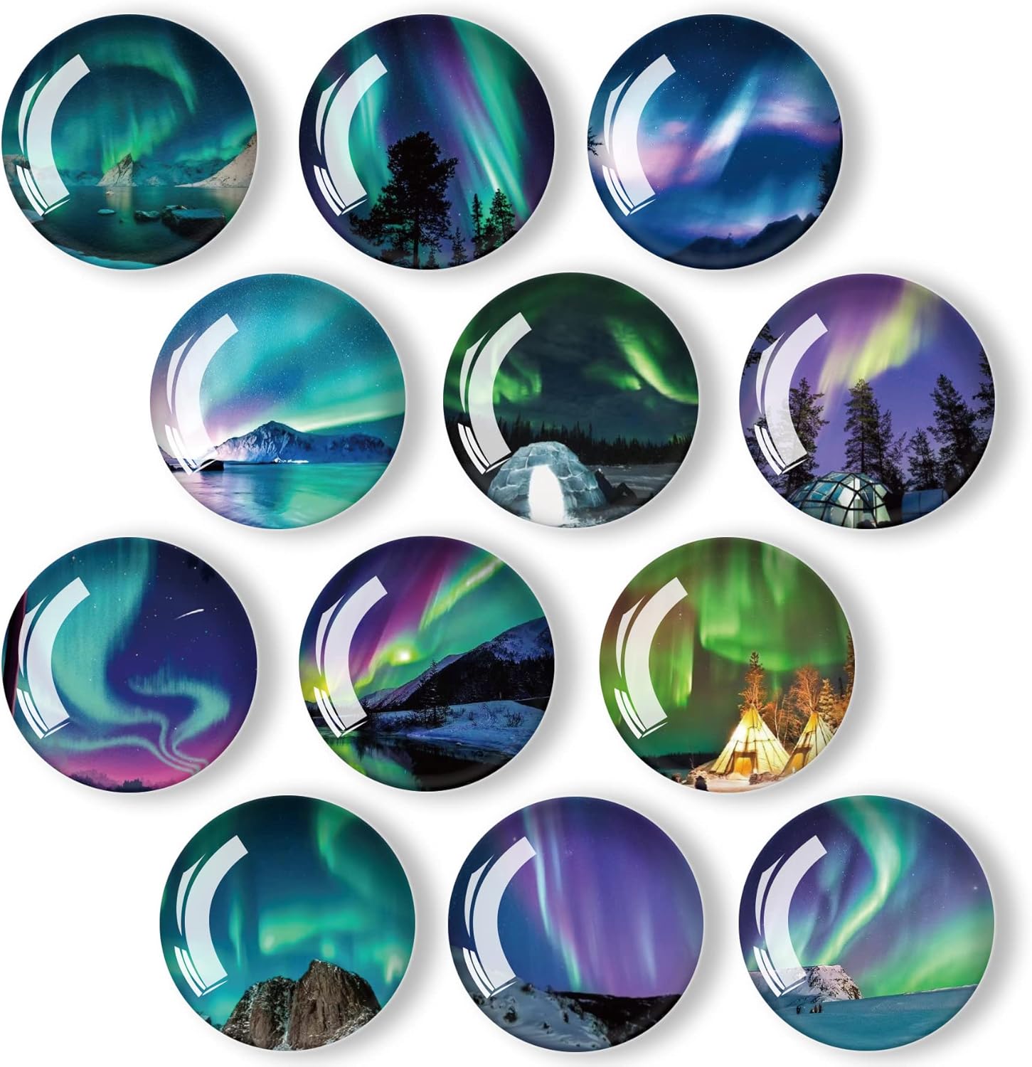 12Pcs Glass Strong Fridge Magnets, Funny Round Decorative Locker ...
