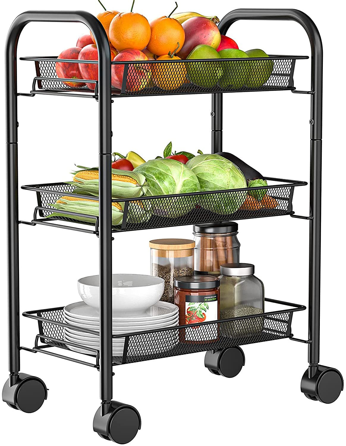 Buy RoyalPolar Mesh Wire Rolling Utility Cart Multifunction Metal ...