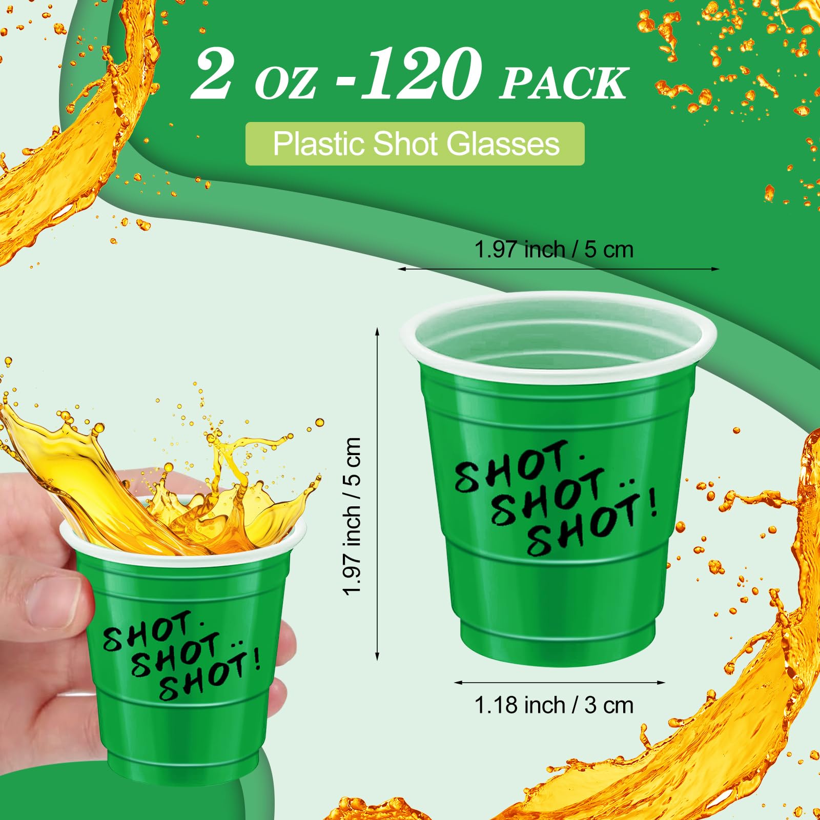 Snapklik.com : Cssopenss 120 Pcs Green Plastic Shot Glasses 2 Oz Green ...