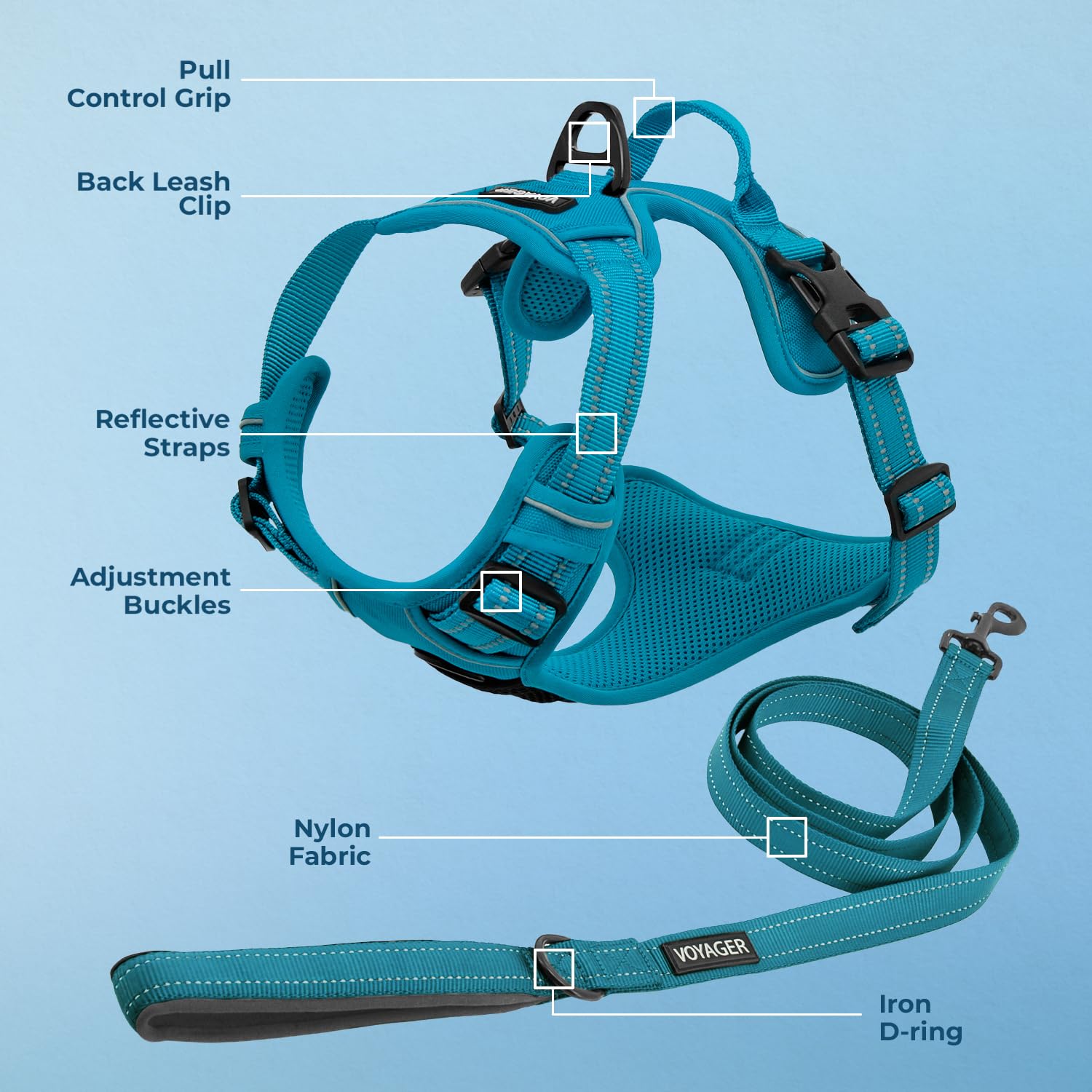 Snapklik.com : Voyager Dog Harness Dual Leash Attachment No-Pull ...