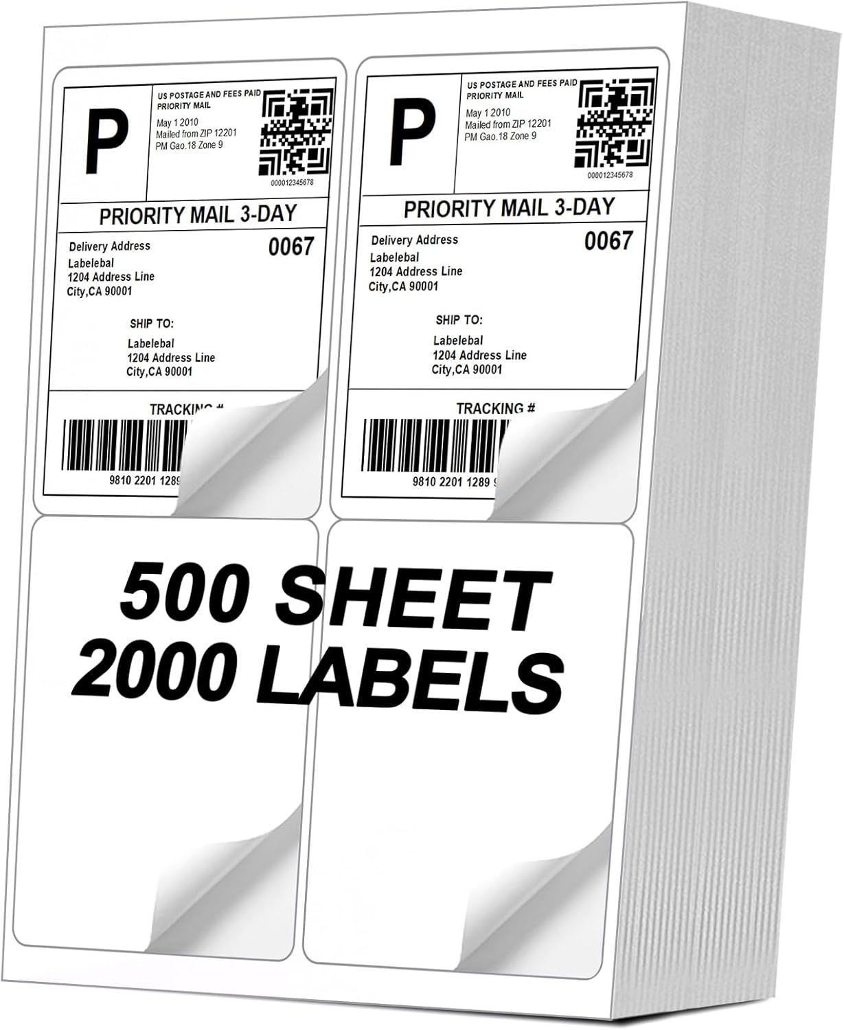 Amazon.com : [500 Sheets 2000 Labels] 4-UP 4''x5'' Shipping Labels for ...