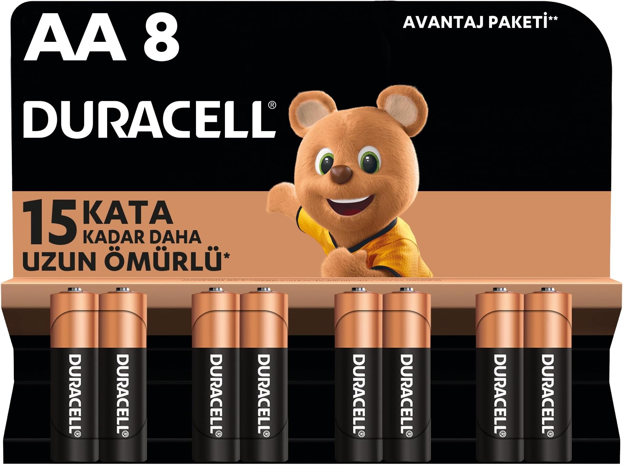 Duracell AA Alkalin Kalem Pil (8'li paket) 1,5 V LR6/MN1500 : Amazon ...