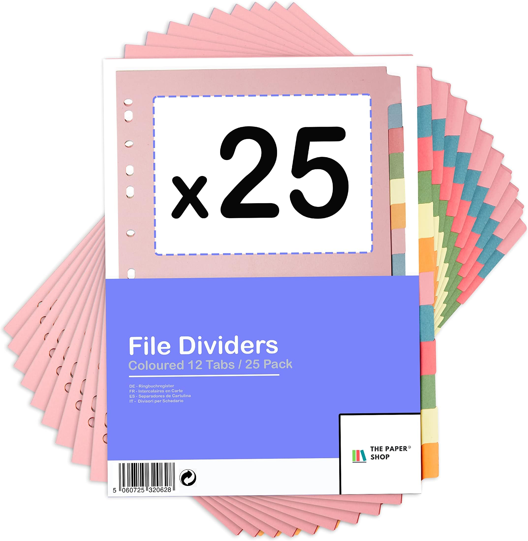 [25 Pack] A4 File Dividers 12 Part | A4 Subject Dividers 12 Part Card ...
