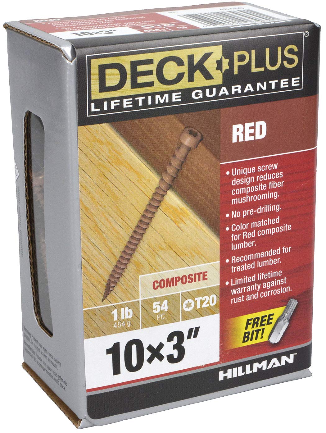 HILLMAN Fasteners 48460 LB 3x10 Red Deck Screw