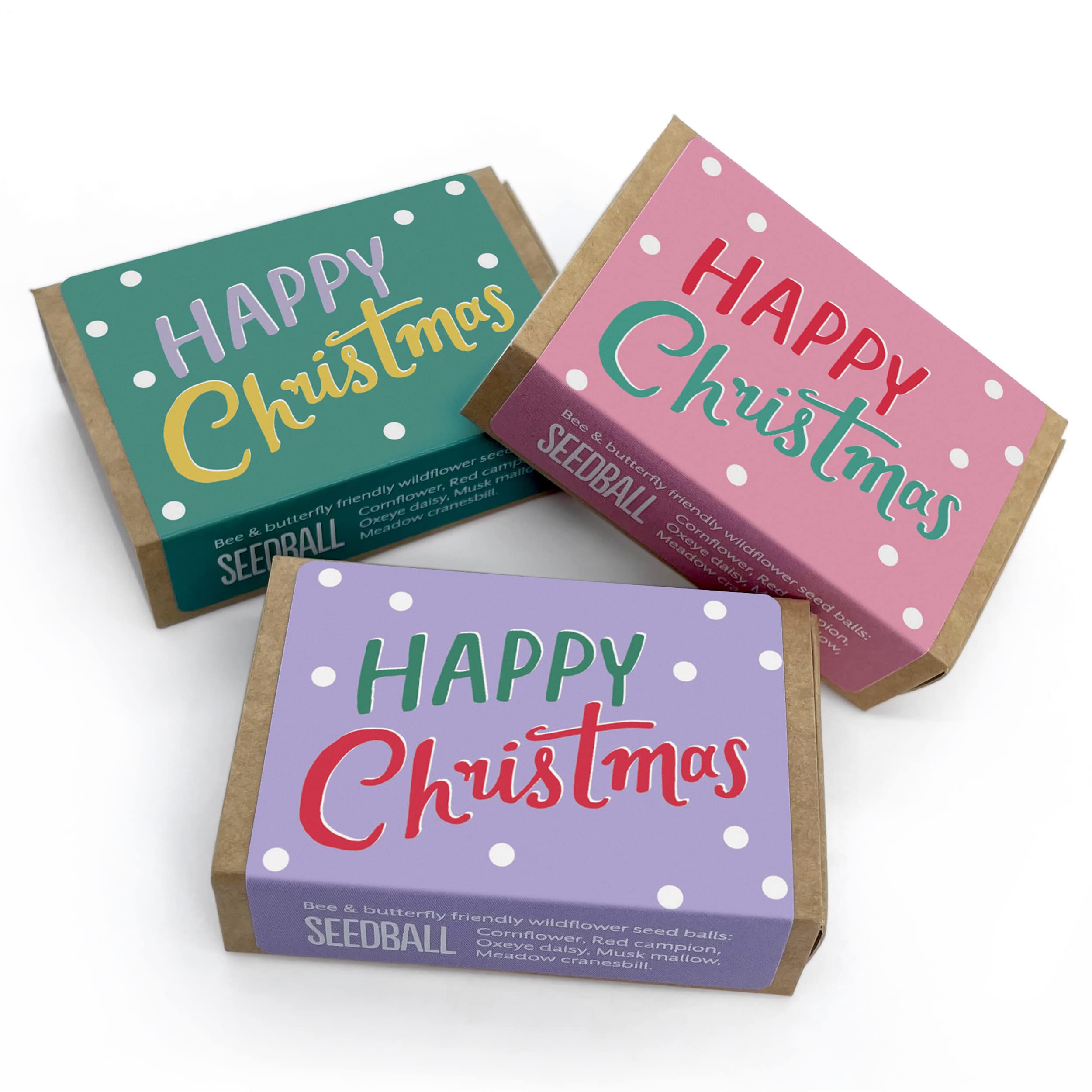 SEEDBALL Happy Christmas Seed Boxes (Pack of 3, 6 Balls per Box ...