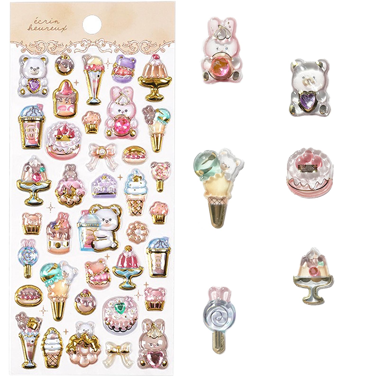 Amazon.com: 3D Relief Cute Stickers Cartoon Rabbit Cake Theme Puff ...