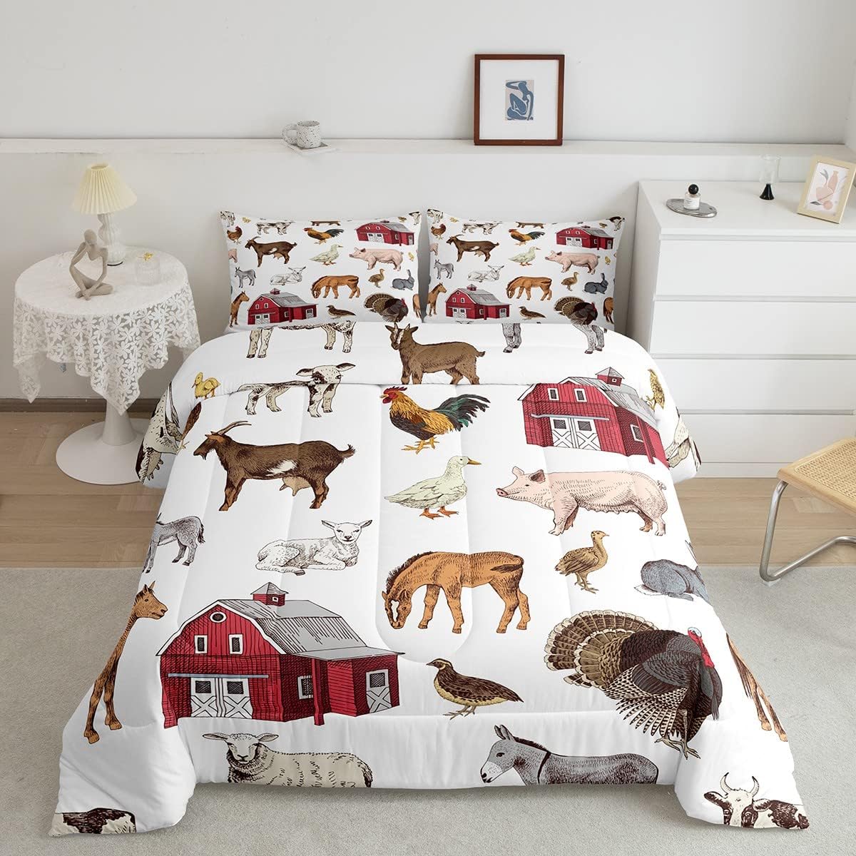 Amazon.com: Farm Animals Duvet Insert Rustic Farmhouse Comforter Set ...