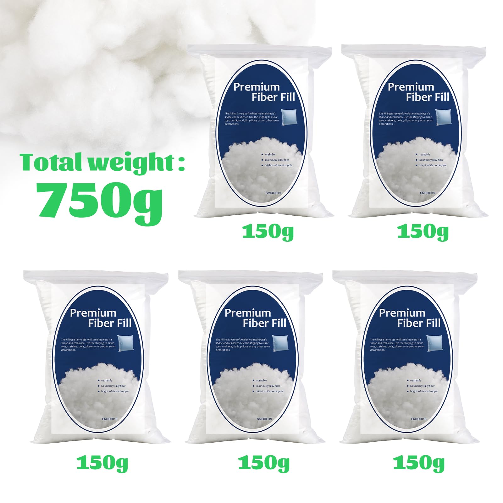 Snapklik.com : 750g/1.65lb Polyester Fiber Fill, Premium Fiber Fill ...
