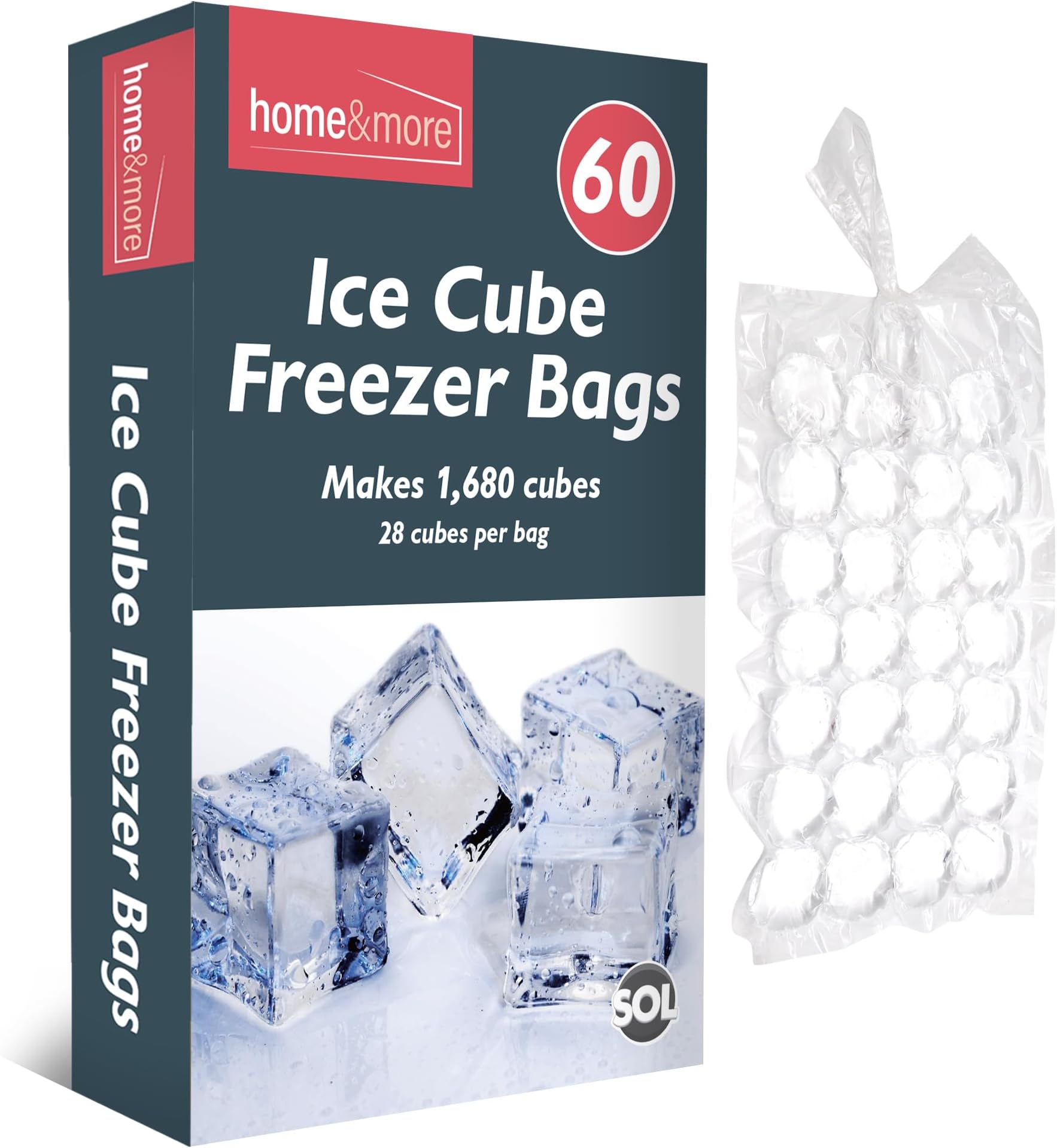 60pk Disposable Ice Cube Bags for Making Ice | Make 1,400 Ice Cubes ...