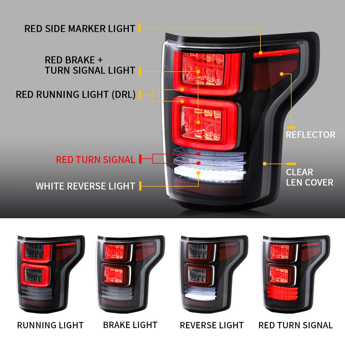 Buy VLAND LED Tail Lights Compatible with [Ford F150 Pickup 2015-2020 ...