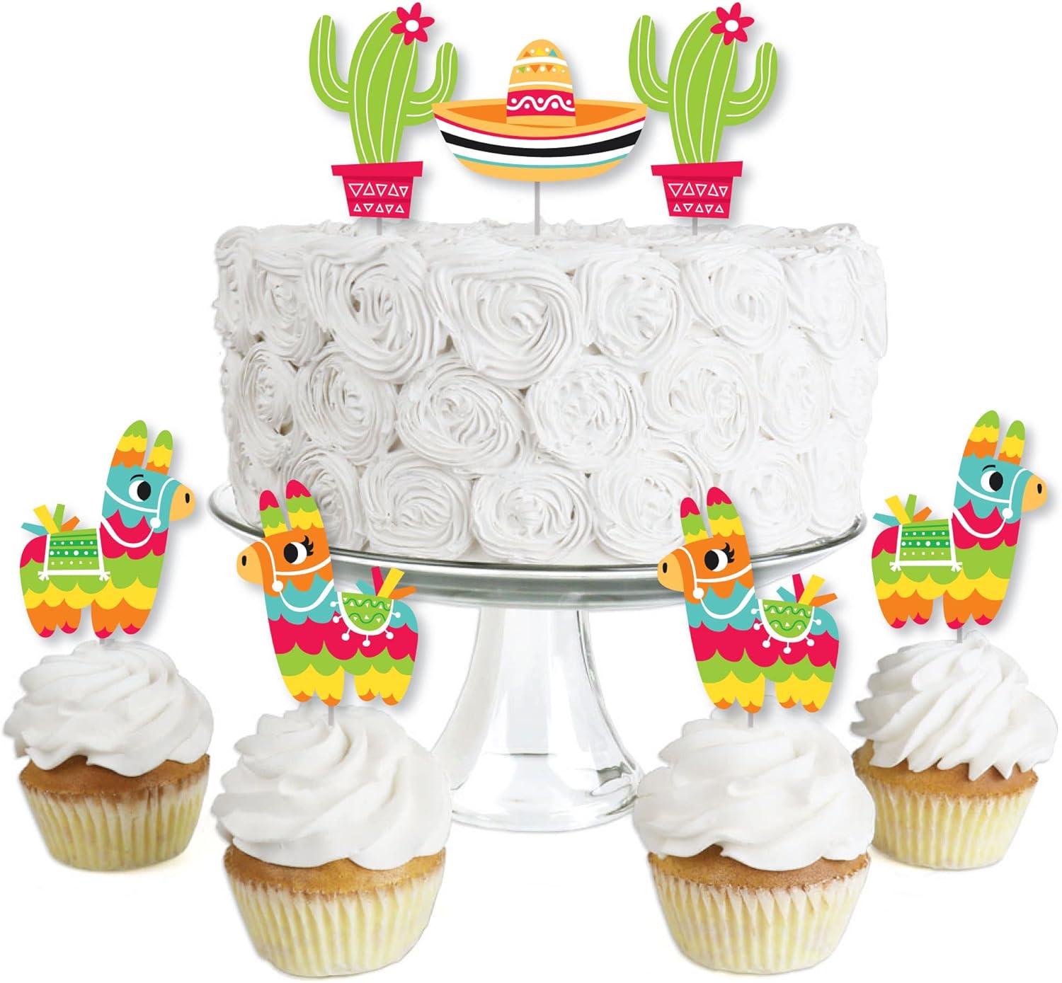 Amazon.com: Big Dot of Happiness Pinata Party - Dessert Cupcake Toppers ...