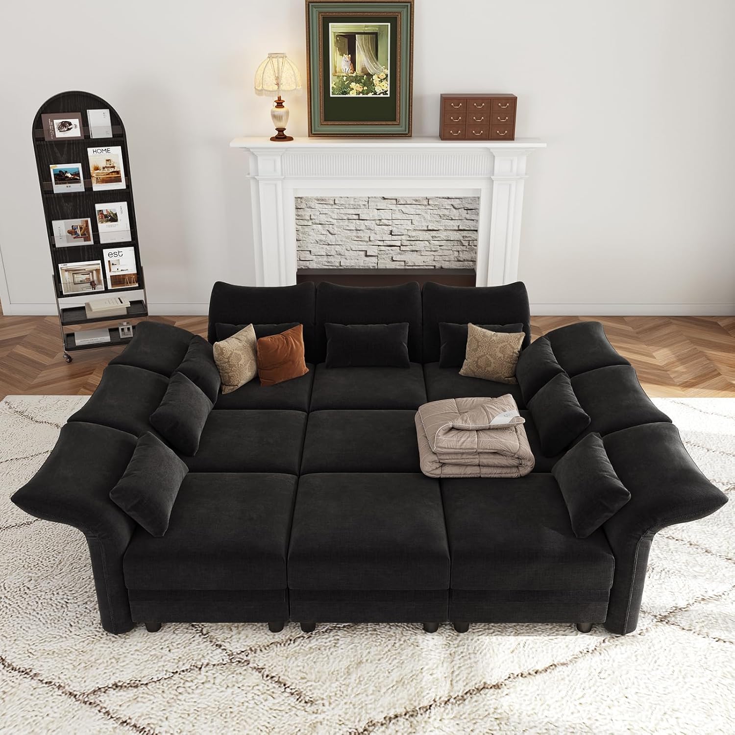 Amazon.com: LLappuil Gorgeous Chenille Modular Sectional Sofa 9 Seater ...