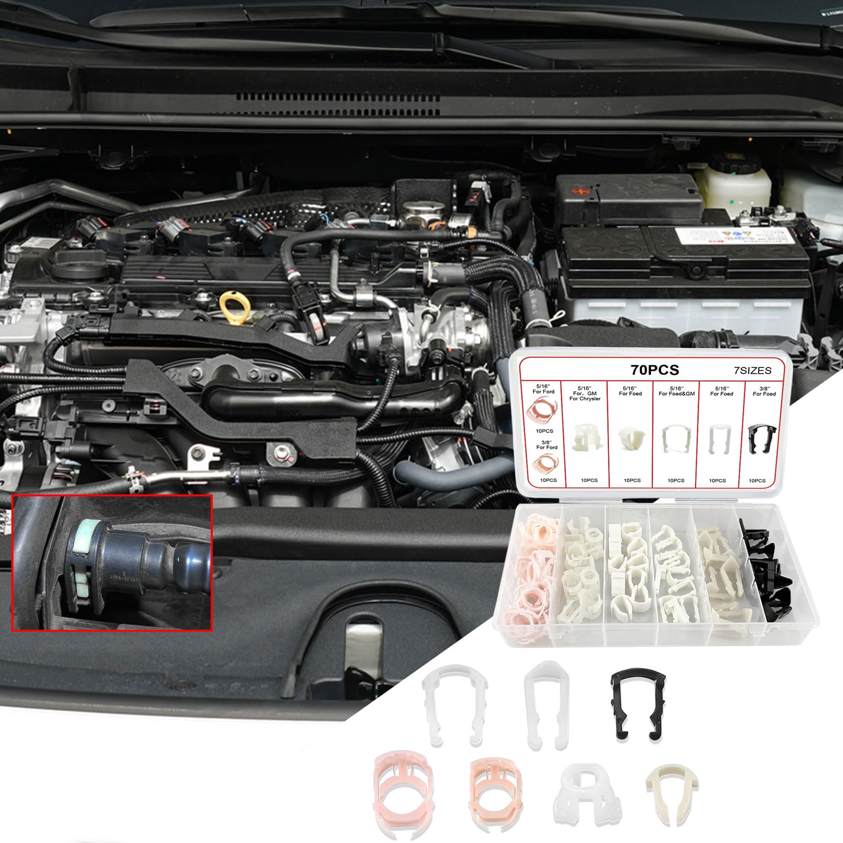 Amazon.com: Tecledsn 70PCS Fuel Line Clips, Fuel Line Connector, 7 Size ...