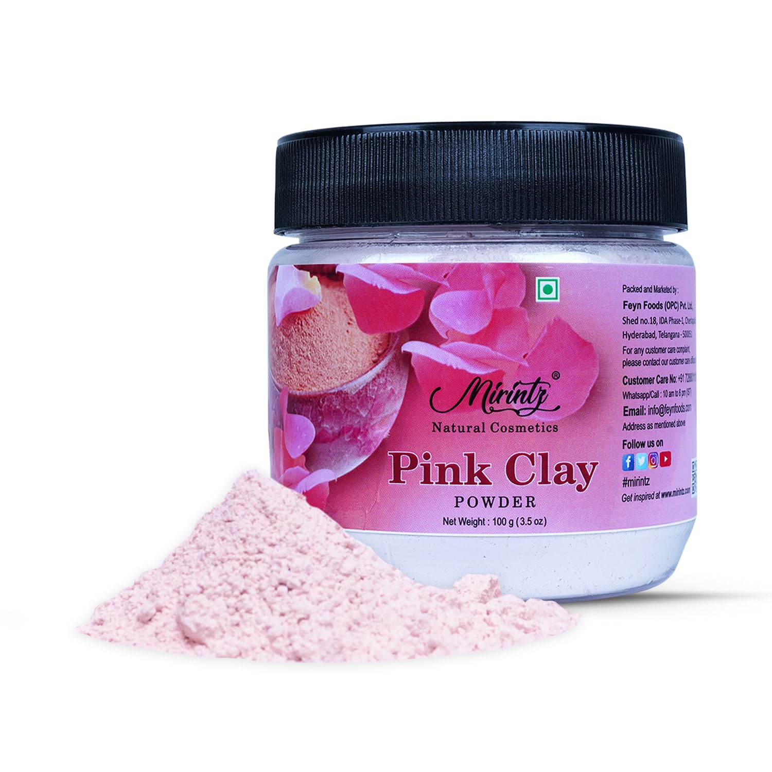 Amazon.com: Mirintz 100% Pink Clay Powder | (100 gms) Pink Clay Mask ...