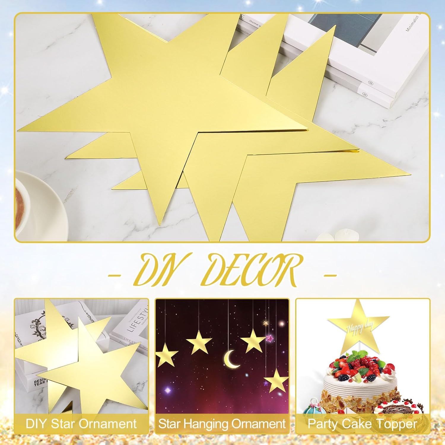 30 piezas grandes de 11 pulgadas con diseño de estrellas doradas con ...