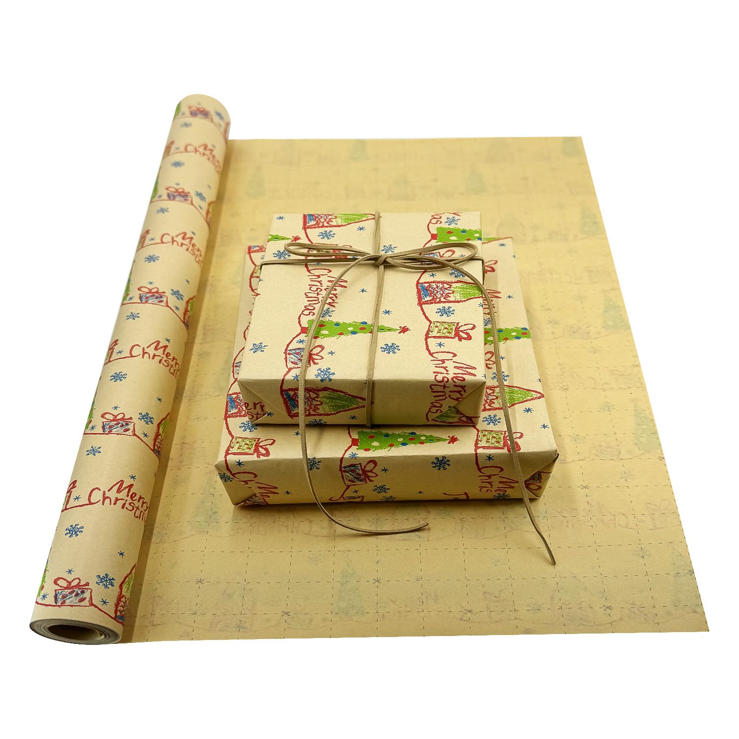 Jumbo Gift Wrapping Paper Roll: 60cm * 12m Recyclable Christmas Kraft ...