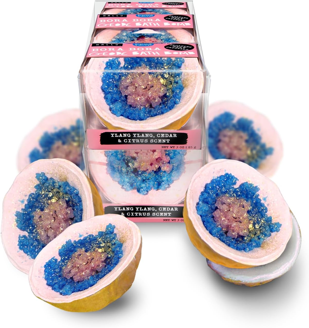 Amazon.com : Hallu Bora Bora Geode Bath Bomb, Pack of 6 : Beauty ...