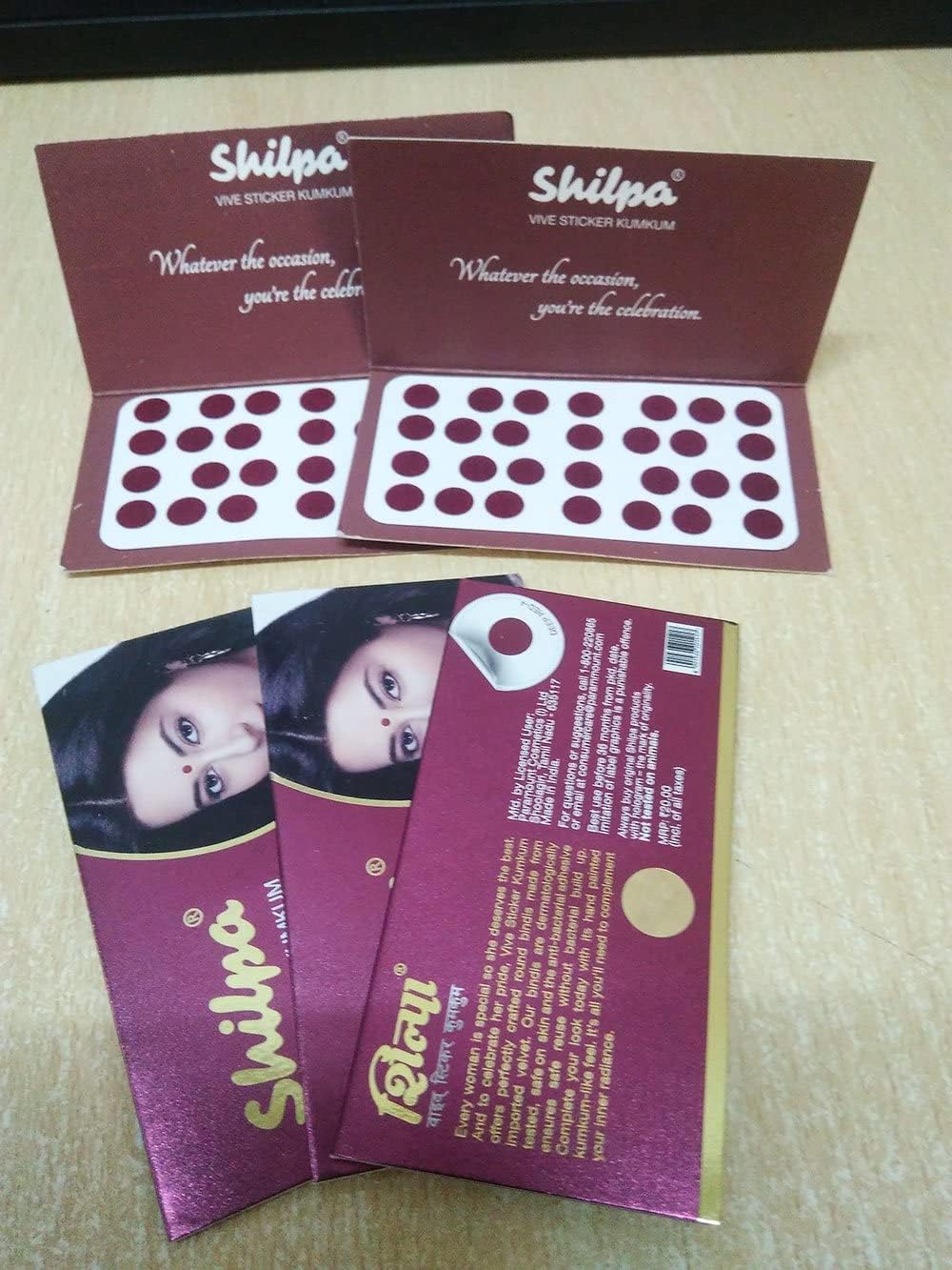 Amazon.com: RED Shilpa Vive Stickers KUMKUM (5 Strips) Small - Size 8 ...