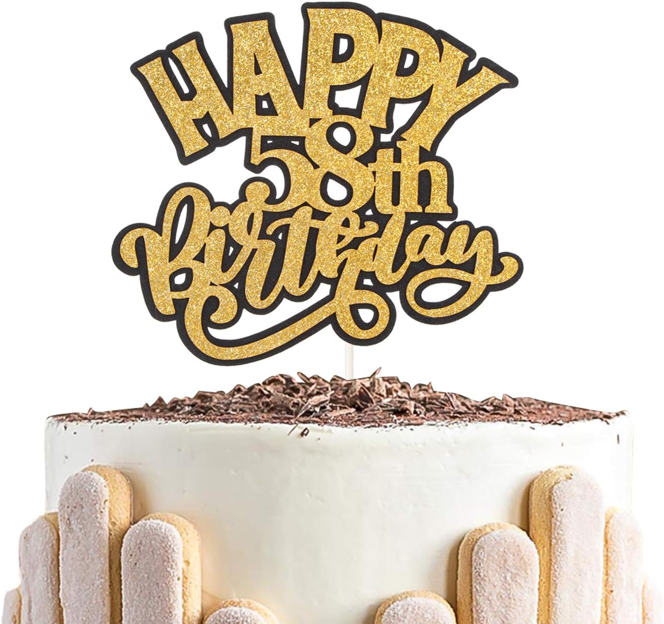 Amazon.com: Glitter Happy 58th Birthday Cake Topper - 58 Fifty-Eight ...
