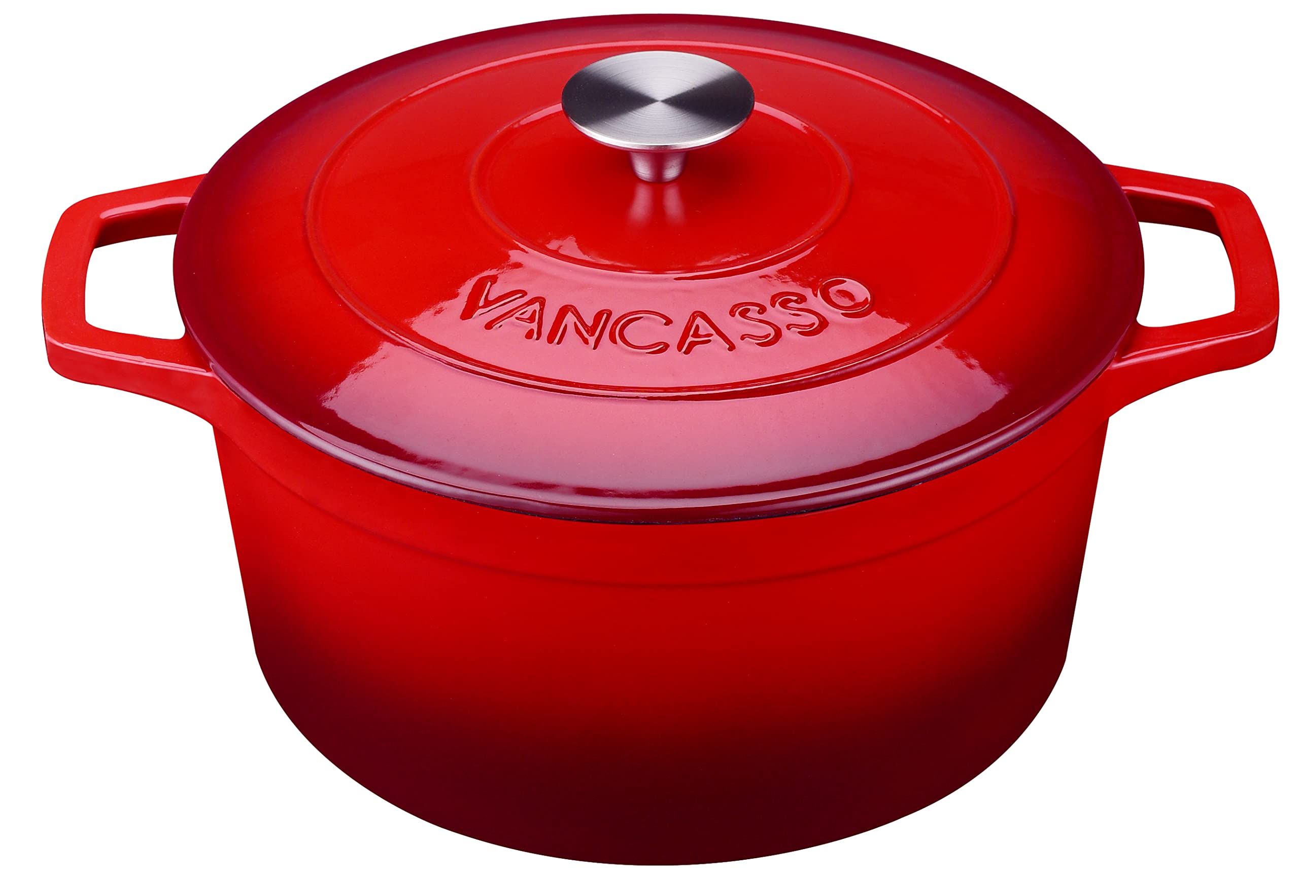 Buy vancasso Dutch Oven 5 Liters, Classic Red Cast Iron Pot with Lids ...