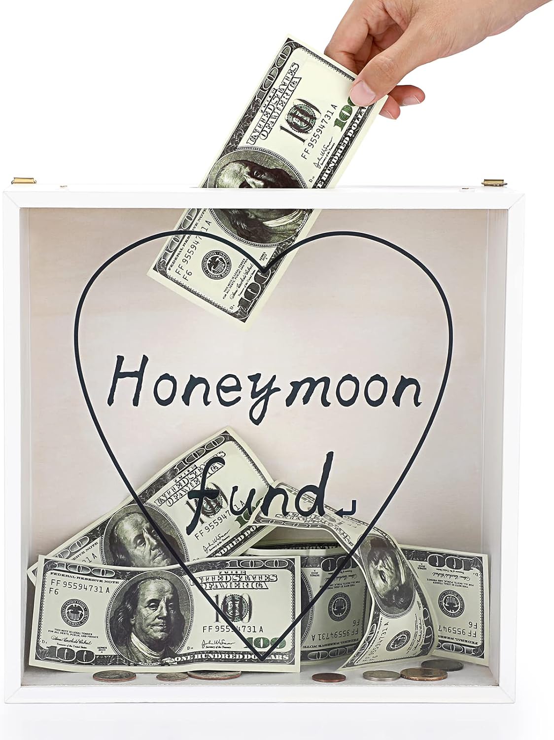 Amazon.com: ELLDOO 11" Wooden Honeymoon Fund Box, Wall Mounted Vacation ...