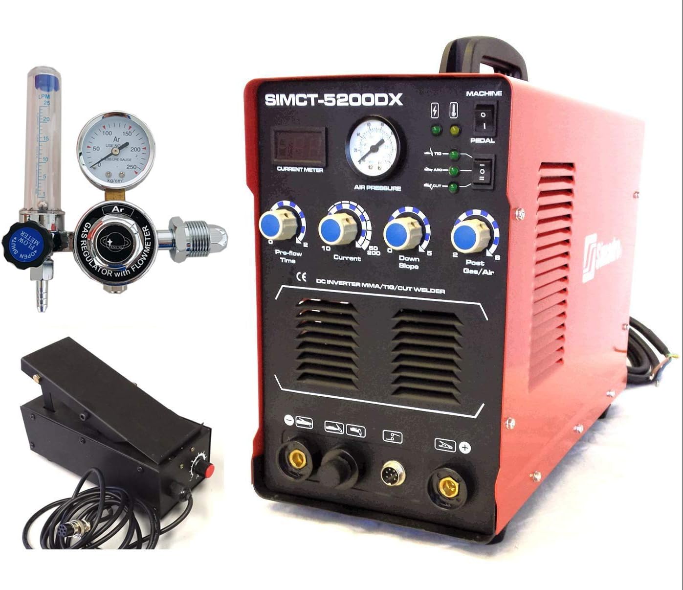 50a Plasma Cutter 200a Tig Arc Mma Welder FT Pedal Argon Reg Simadre ...