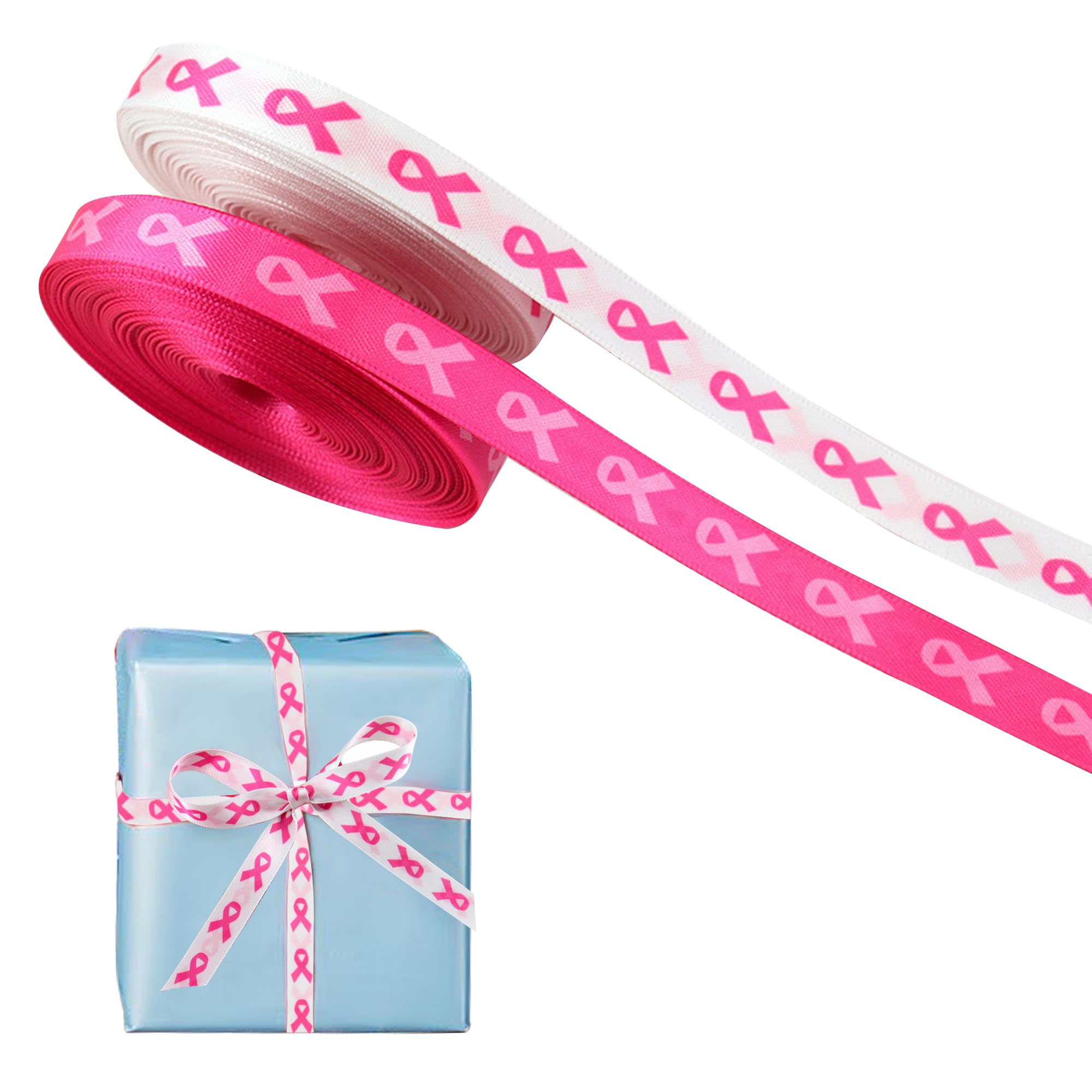 Amazon.com: 10 Yards Breast Cancer Awareness Ribbon, 2 Rolls of 3cm ...