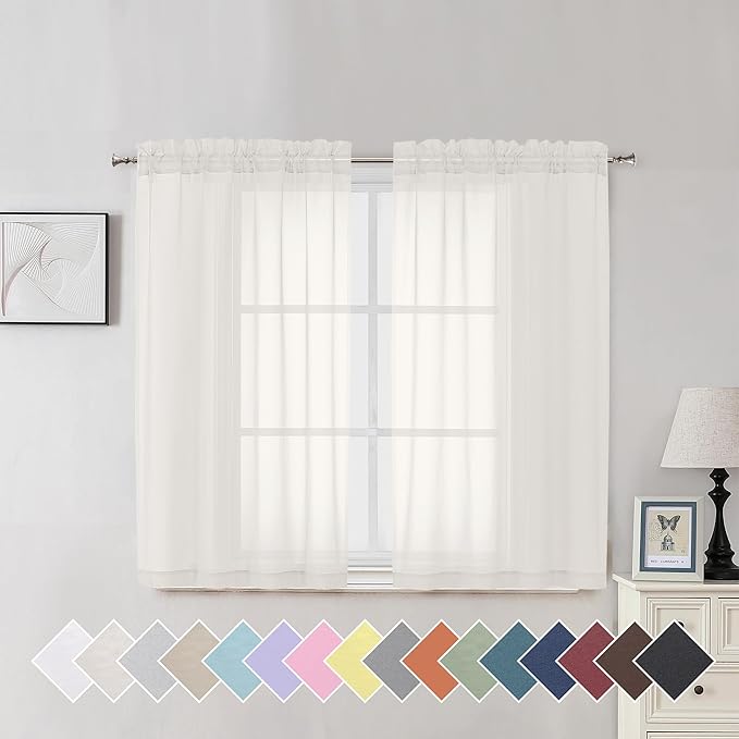 Amazon.com: Aiyufeng Ivory Sheer Curtains for Living Room 45 inch ...