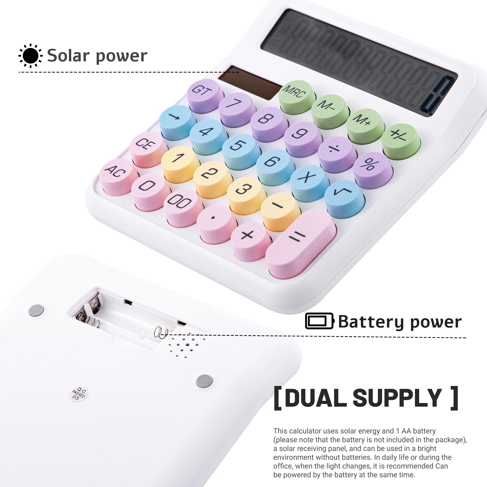 Snapklik.com : Desktop Calculator, White Mechanical, Cute 12 Digit Desk ...