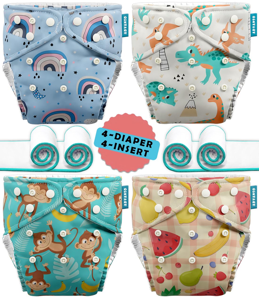 Buy Advanso Leakage Proof cloth diapers for babies, high absorbent 4 ...