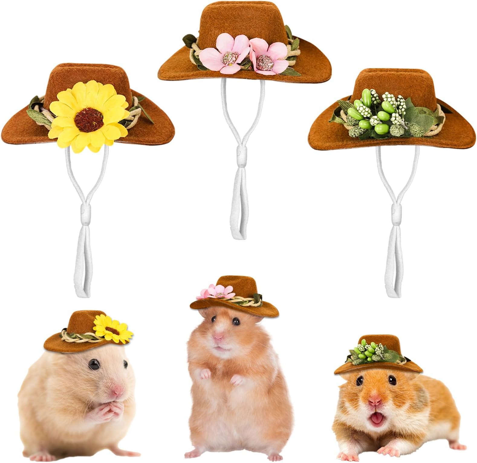 Amazon.com : Whaline 3Pcs Small Animals Hats Hamster Chicken Mini ...