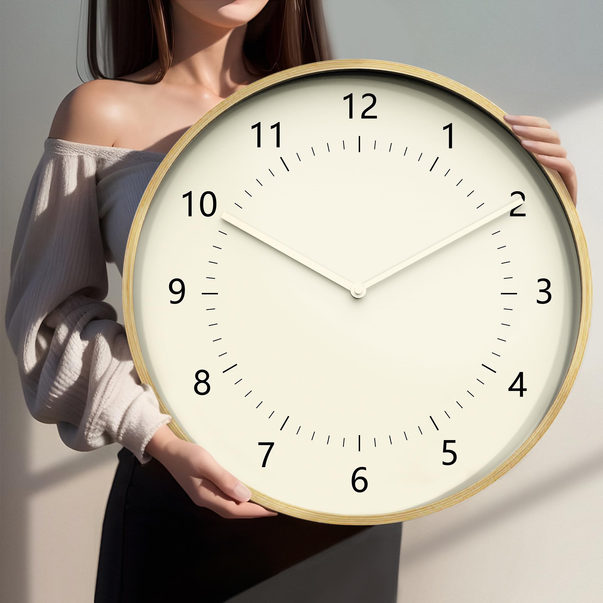 (incomplete) (similar) SIGNLEADER 24 Inches Round Wooden Wall Clock Silent Battery Operated ...