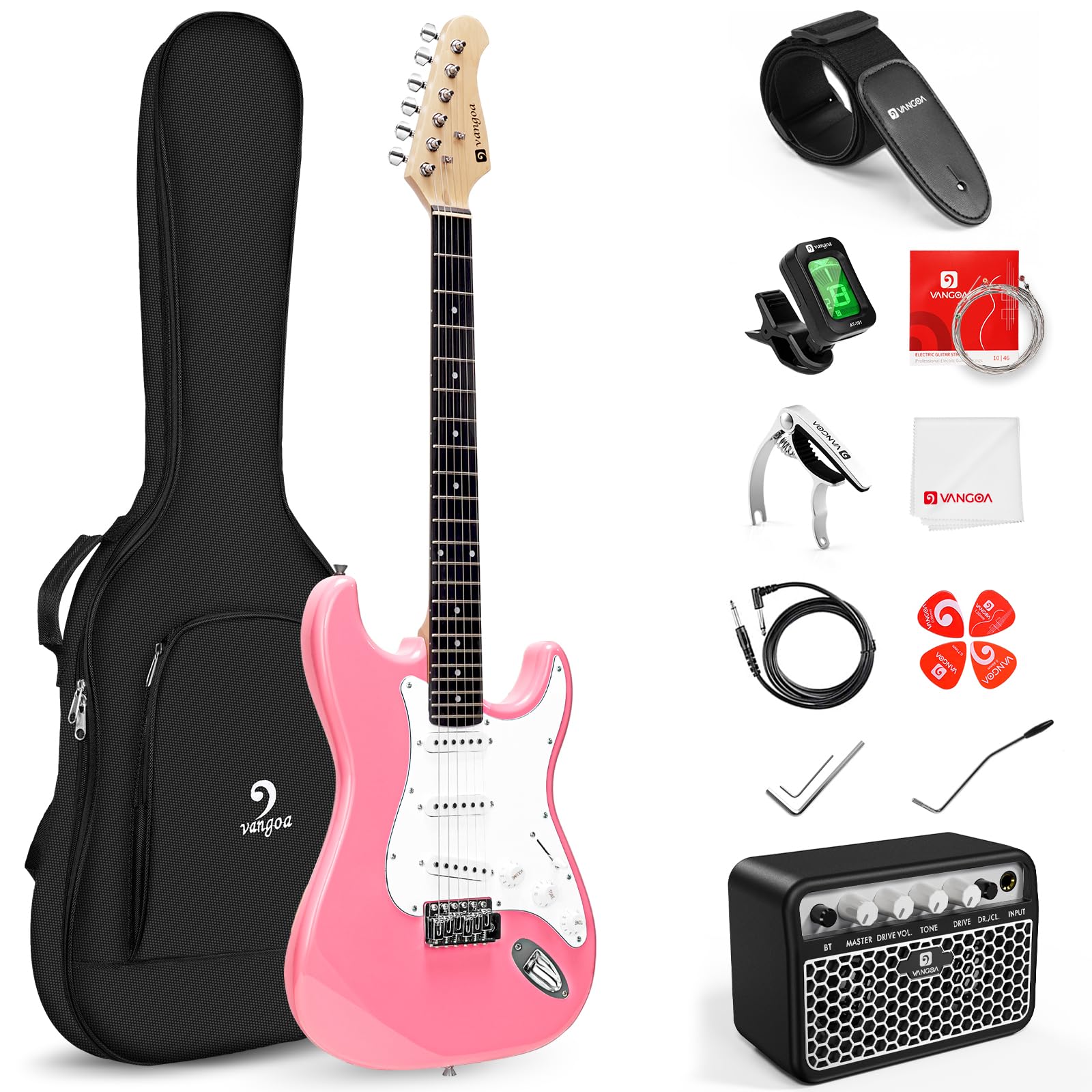 Vangoa Electric Guitar, Full Size Pink Electric Guitar Beginner Starter ...