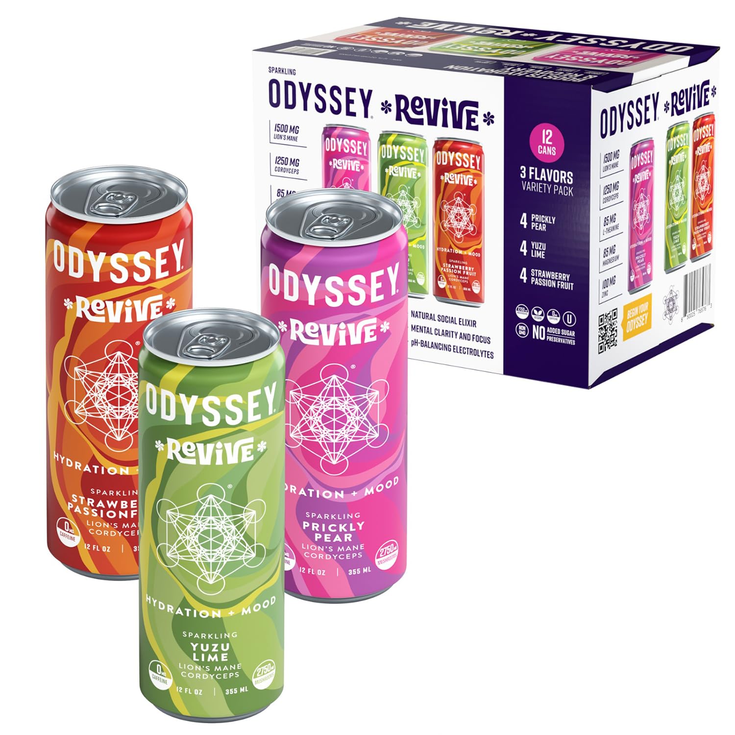 Buy ODYSSEY ELIXIR Sparkling Revive Hydration Drink with Lions Mane and ...