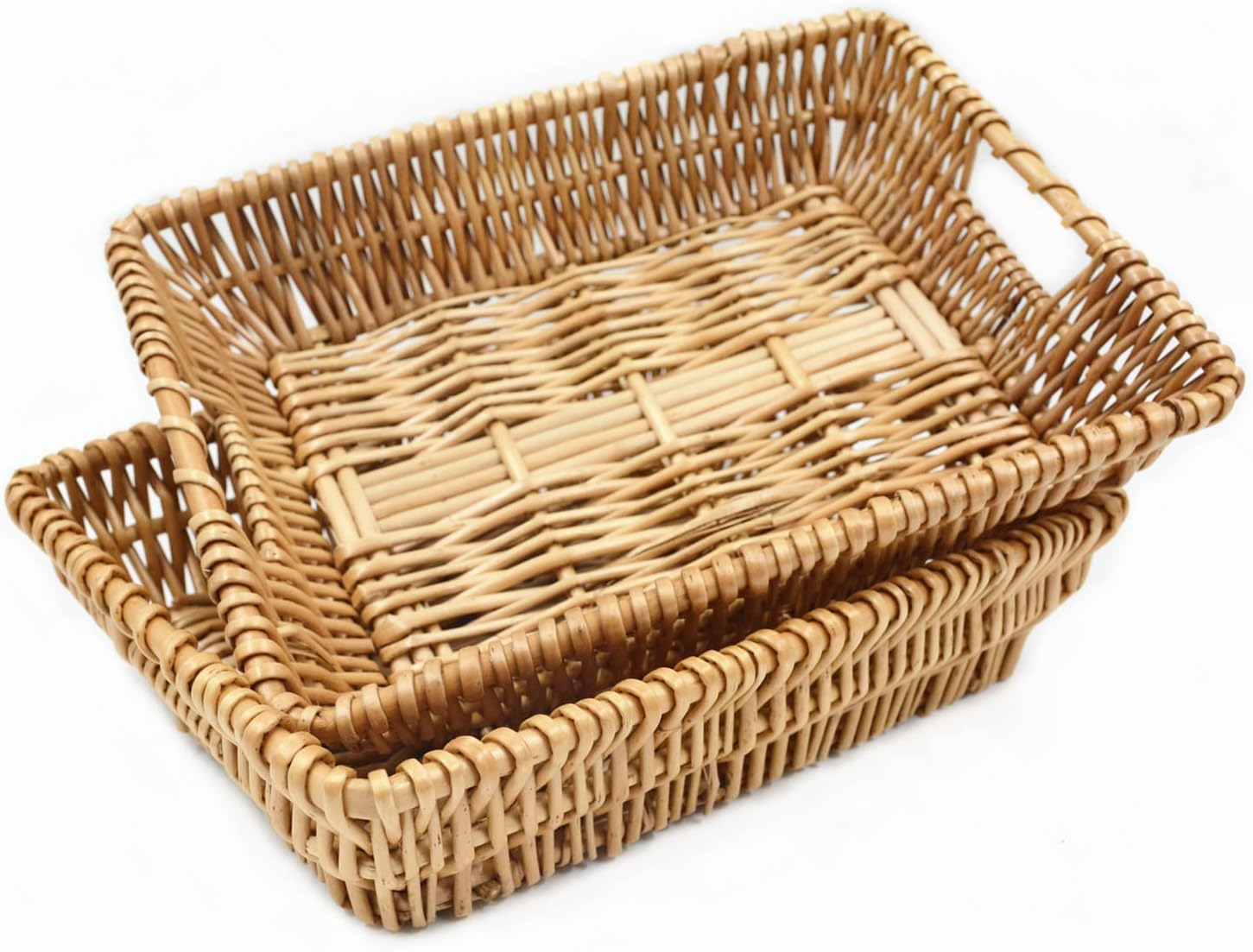 Amazon.com: 16" Poly-Wicker Bread Basket, Long Woven Tabletop Food ...