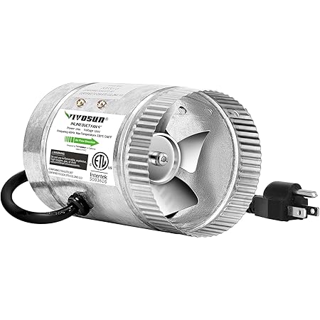 VIVOSUN 4 Inch Inline Duct Fan 100 CFM, HVAC Exhaust Ventilation Fan ...
