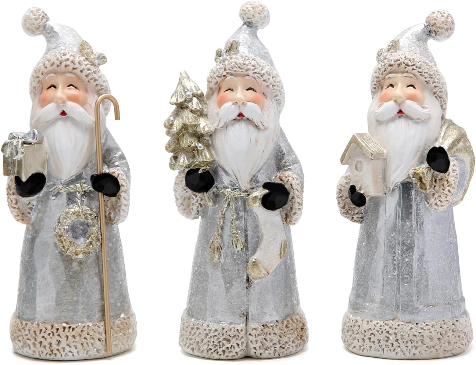 Amazon.com: RAZ Imports Glittered Resin Santa Figure (White) : Home ...